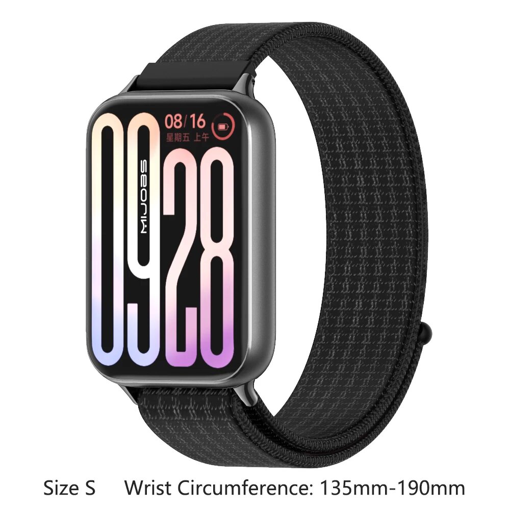 Нейлоновый ремешок для Xiaomi Mi Band 8 Pro 9 Pro 10 Pro ForMi8Pro 9Pro 10Pro, Size S Black