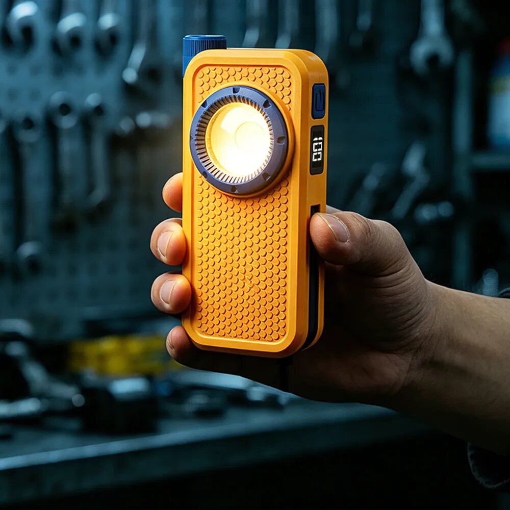 Milochic Фонарь ручной универсальный с магнитом и Power Bank, COB, встроенный аккумулятор, 4 режима, 11x6.5x3.5 см — фото 1