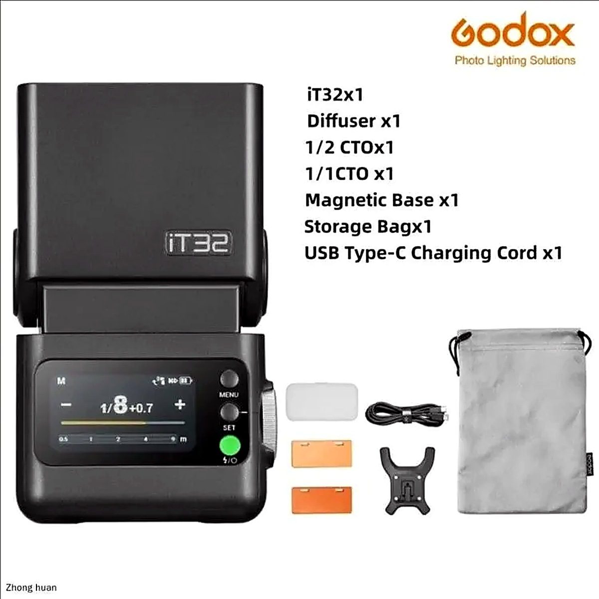 Godox iT32 Вспышка для фотокамеры с поворотным держателем лампы TTL HSS (без триггера)