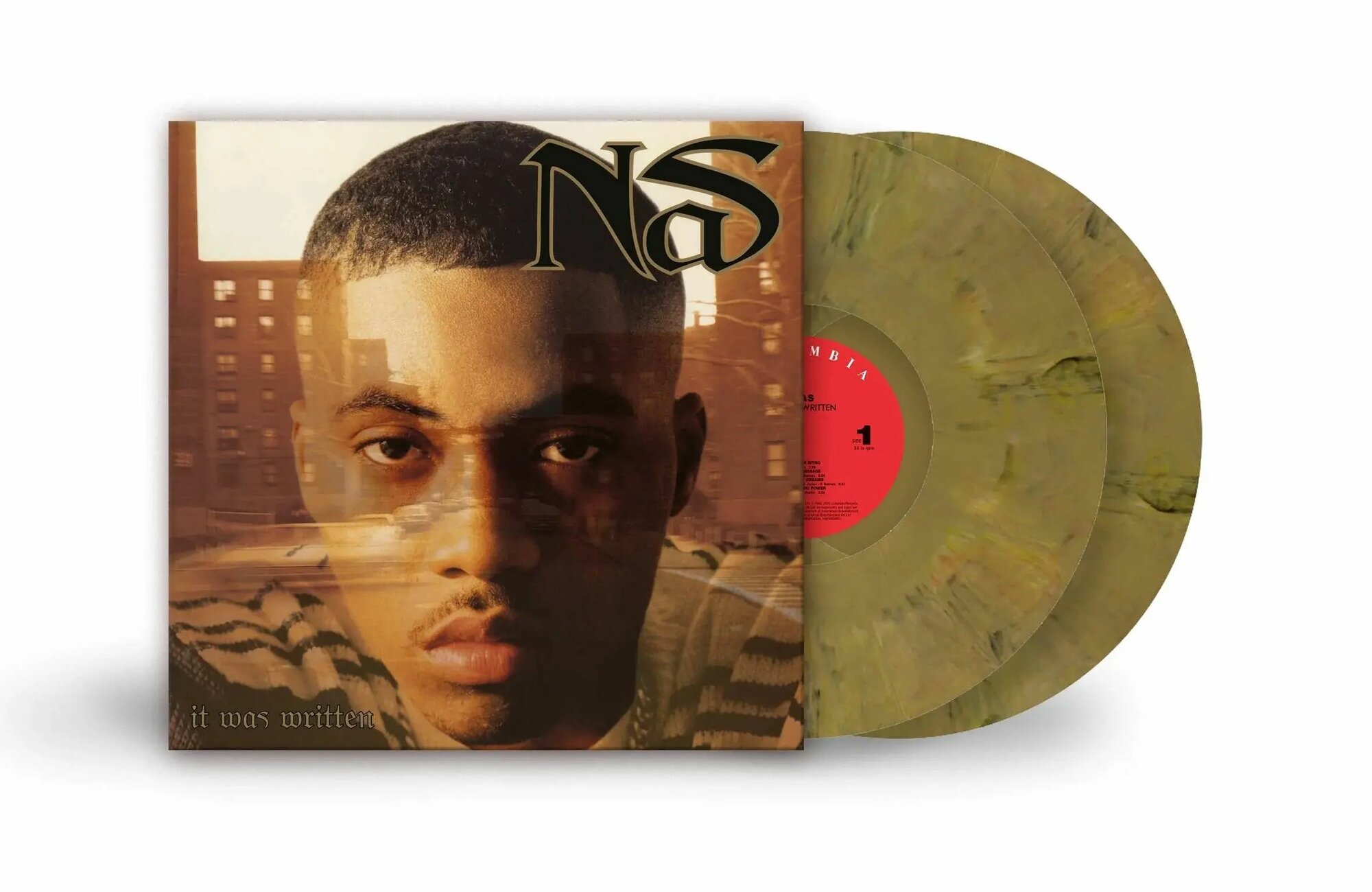 Виниловая пластинка Nas - It Was Written (LP, 2023, Sony) gold/black marbled