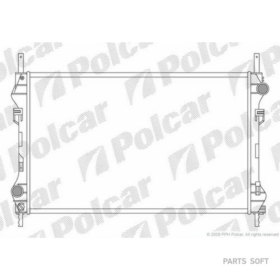 Радиатор двигателя Transit 00->06 (-AC) от официального дистрибьютора, POLCAR, артикул 324708A1