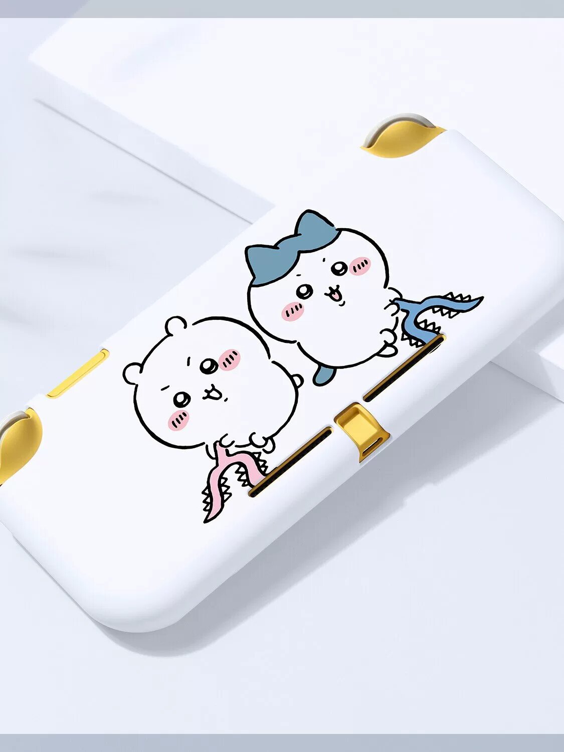 Кейс Chiikawa для Nintendo Switch Lite из мягкой ТПУ с частичным покрытием и закаленным стеклом, белый цвет