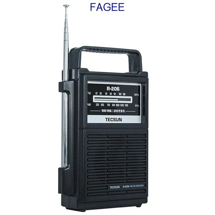Tecsun R-206 портативный FM/AM радиоприемник с мощным звуком черный 190*150*60 — фото 1