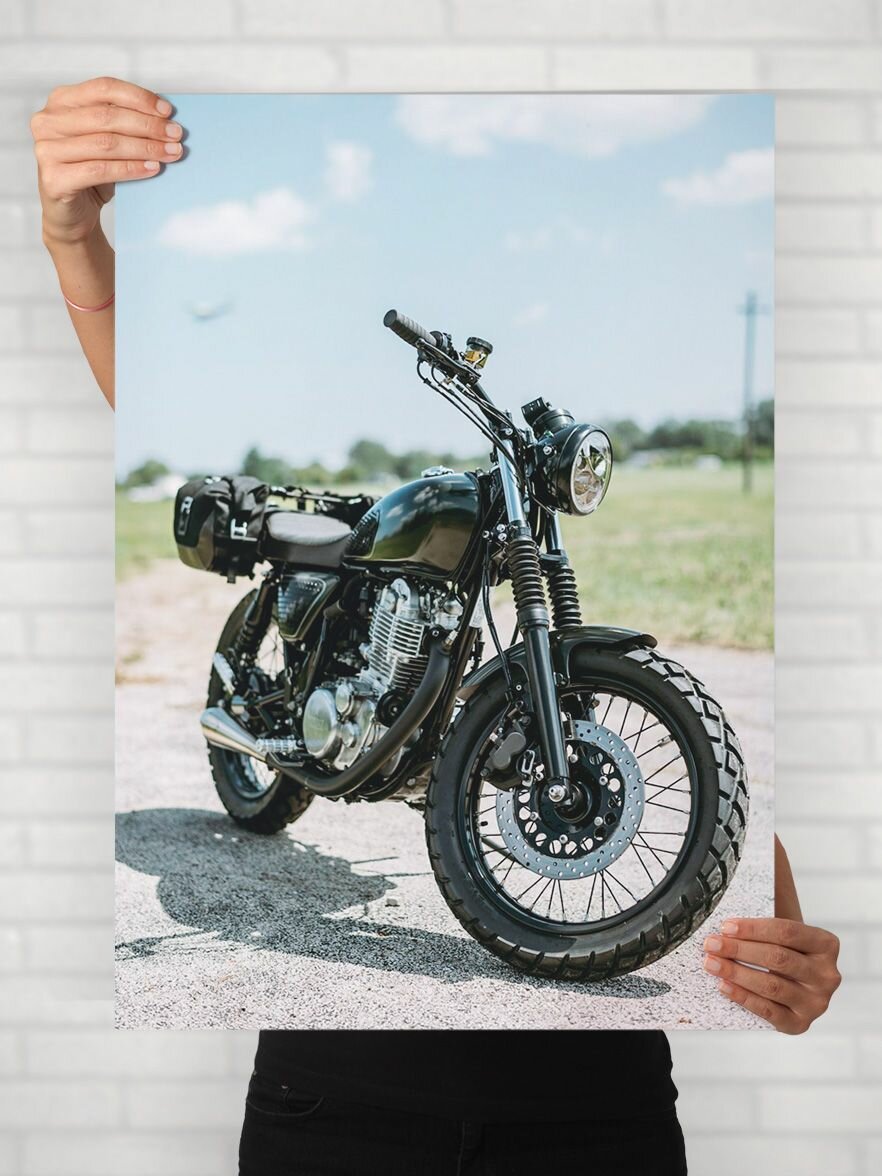 Плакат на стену для интерьера Мотоцикл (Yamaha SR400 5) - Постер по мото и байкам формата A2 (42x61 см)