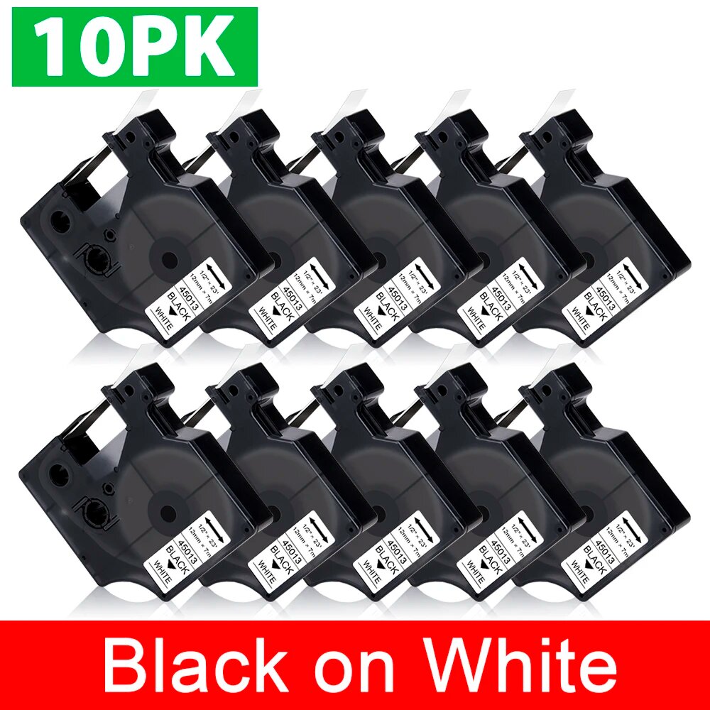 Лента Dymo D1 12 мм, 10 шт, Black on White