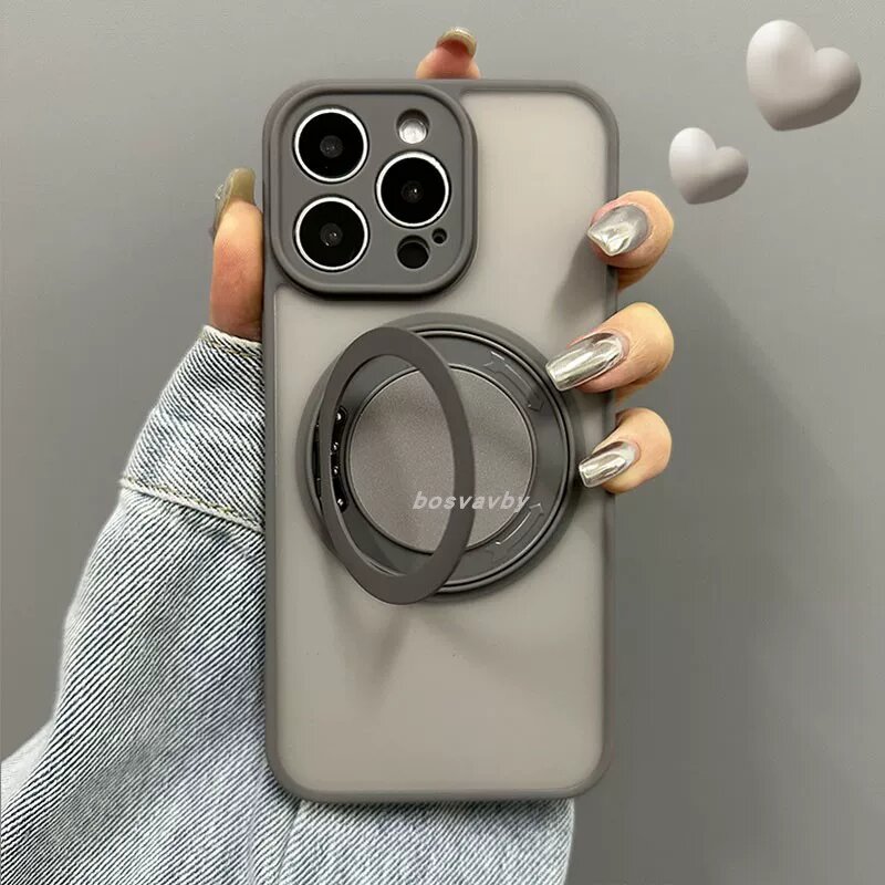 Чехол для iPhone 13 с 360° вращающимся магнитным креплением и встроенной подставкой, титановый