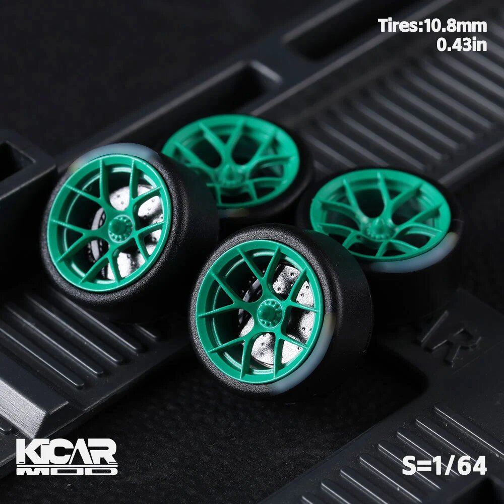 Колеса Kicarmod 1/64, изумрудный, 10.8mm