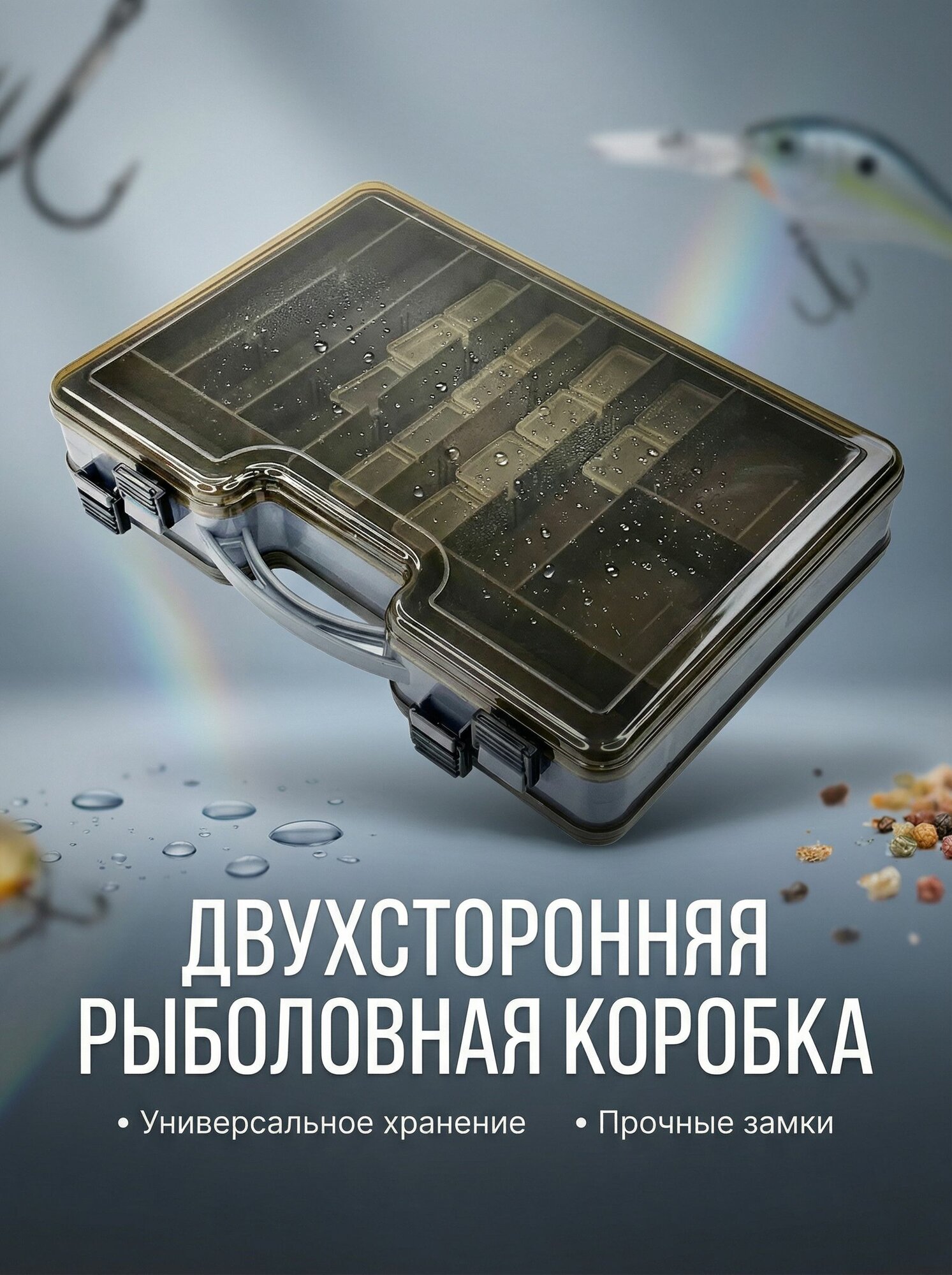 Коробка рыболовная двухсторонняя, кейс рыболова для воблеров, бокс для воблеров 29х20х6 см
