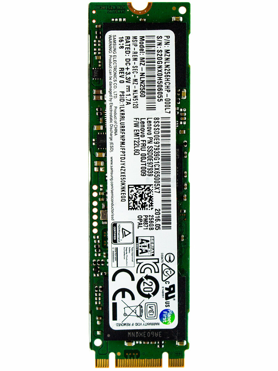 SSD M.2 SATA 256Gb Samsung MZ-NLN2560 MZNLN256HCHP-000L7 форм-фактор 2280