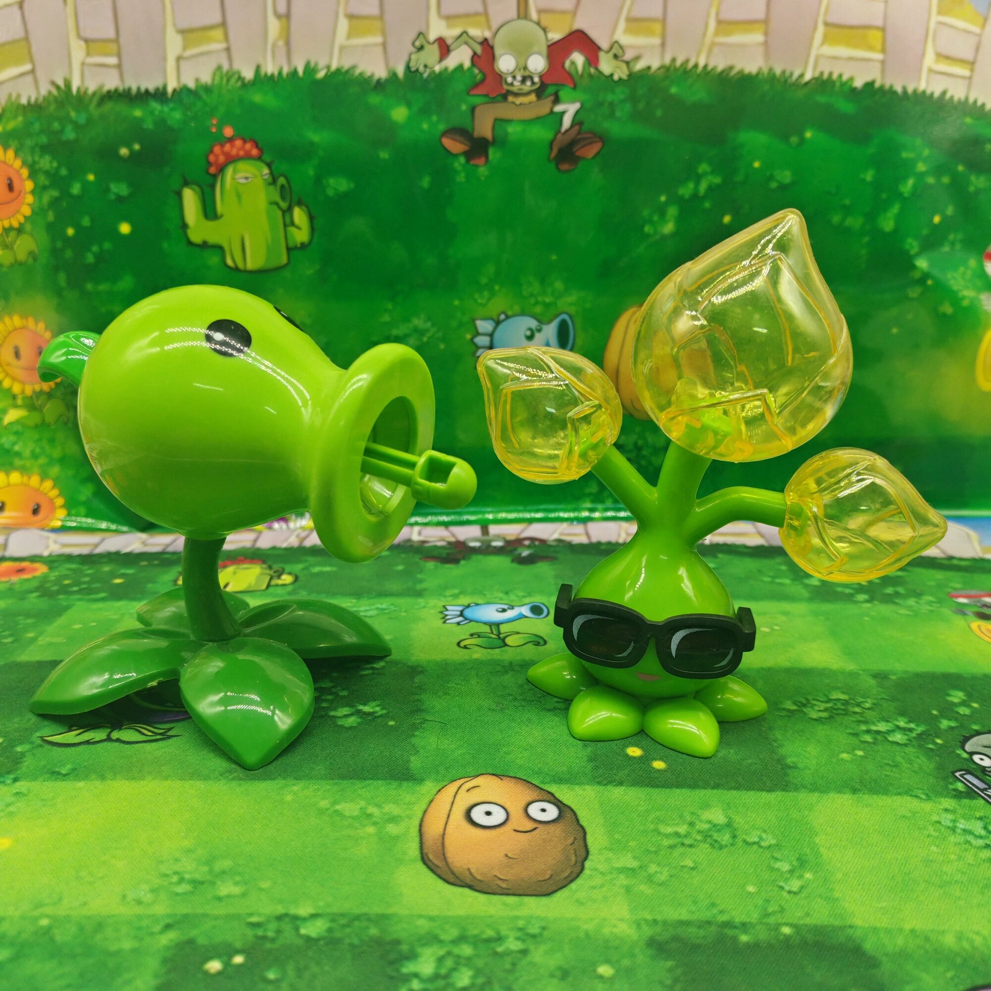 Твердая резина Стрелок и Золотой Цветок Рисунок для игры Plants vs. Zombies
