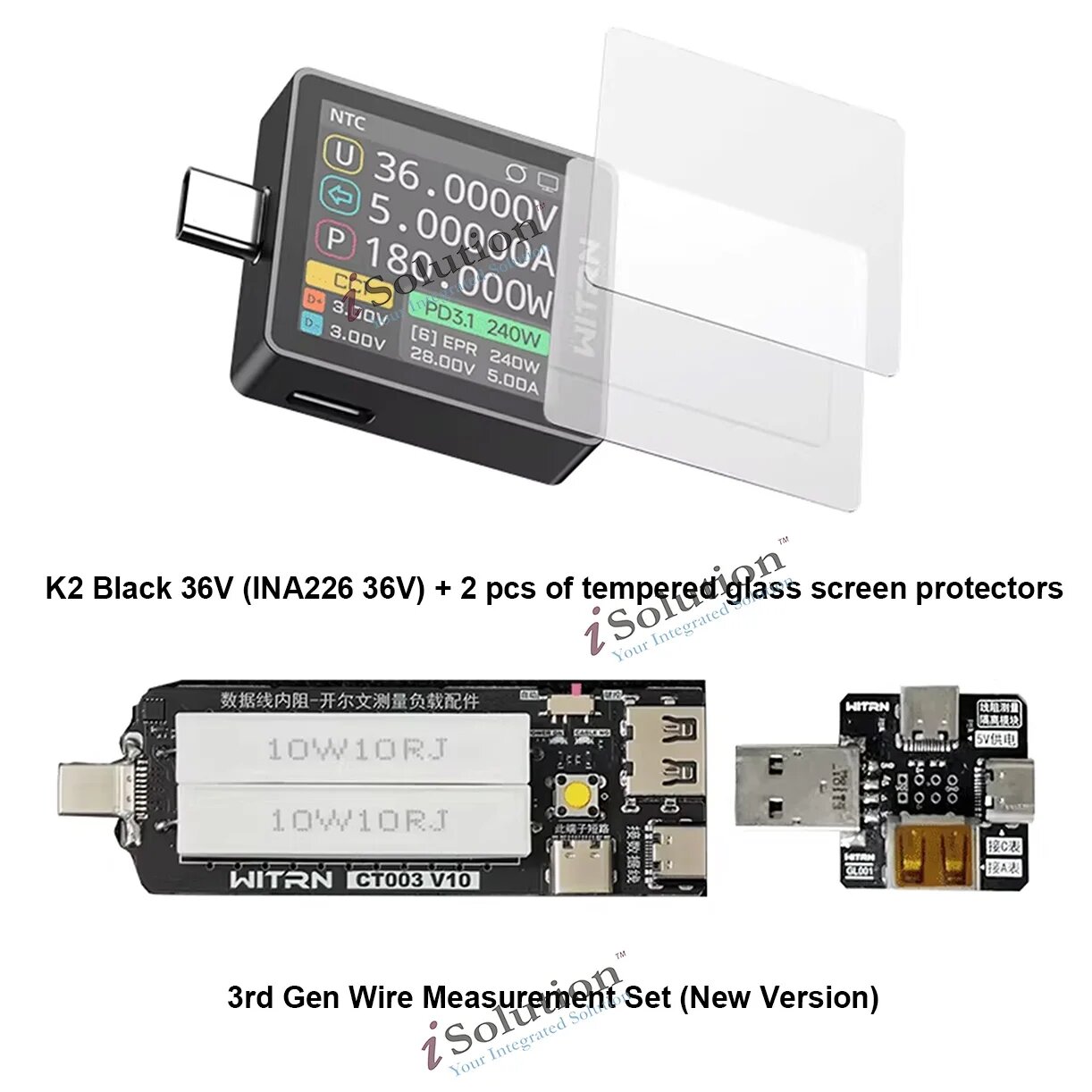 Тестер мощности K2 36V (INA226 36V) + 2 шт. защитных стекла
