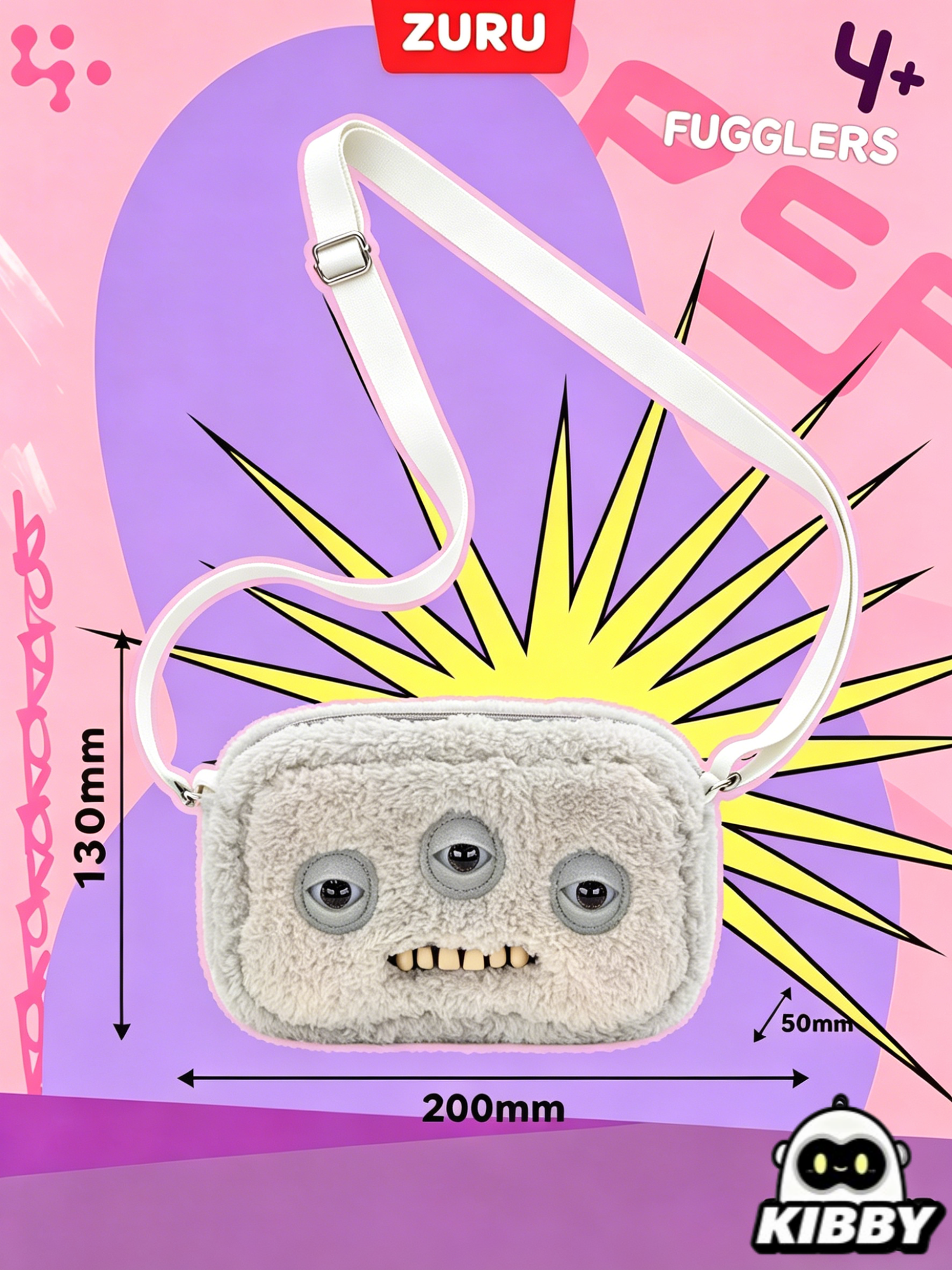Сумка через плечо Sprout Monster: серия Big Head — Worry Star Monster (серая)