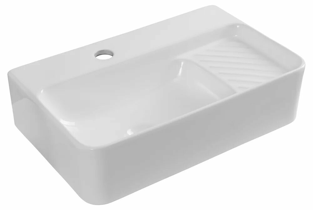 Накладная раковина Aquanet Comfort 326028 50 с правым крылом, накладная, из искусственного камня, прямоугольная, раковина для ванной, белая, глянцевая