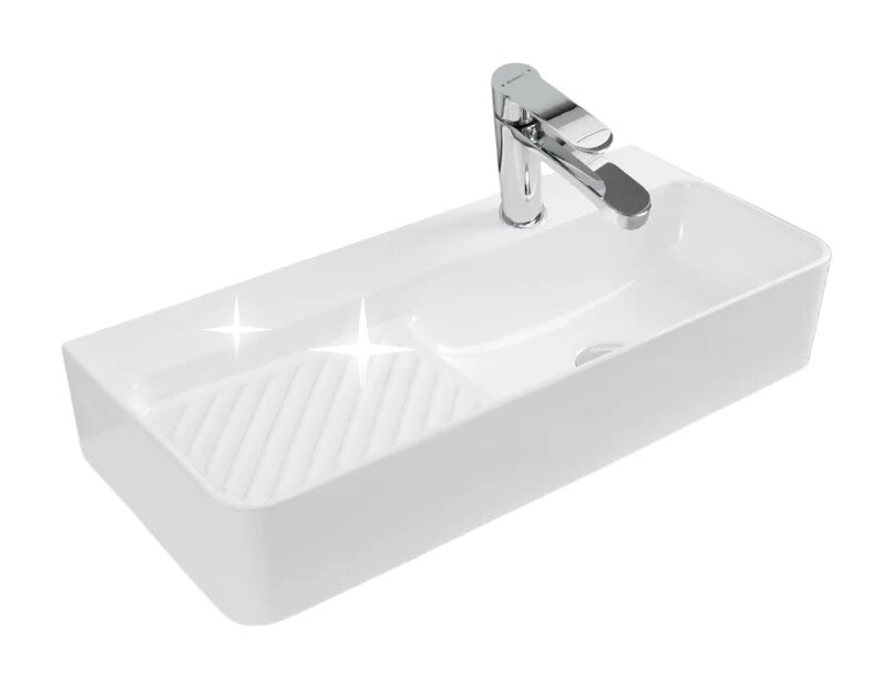 Накладная раковина Aquanet Comfort 326054 70 с левым крылом, накладная, из искусственного камня, прямоугольная, раковина для ванной, белая, глянцевая