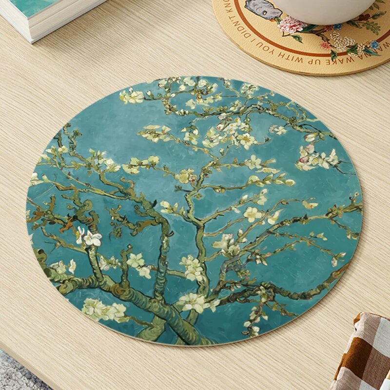 Салфетка-подставочка Van Gogh Apricot Blossom 20 см диаметр, термостойкая, нескользящая для посуды и кухонных