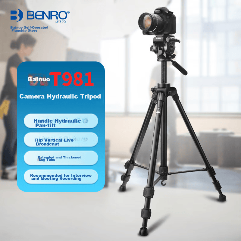 Benro T981 Портативная ручка для беззеркальной камеры с 3D-гимбалом для вертикальной съемки и стриминга Цвет：Кэхуайпай