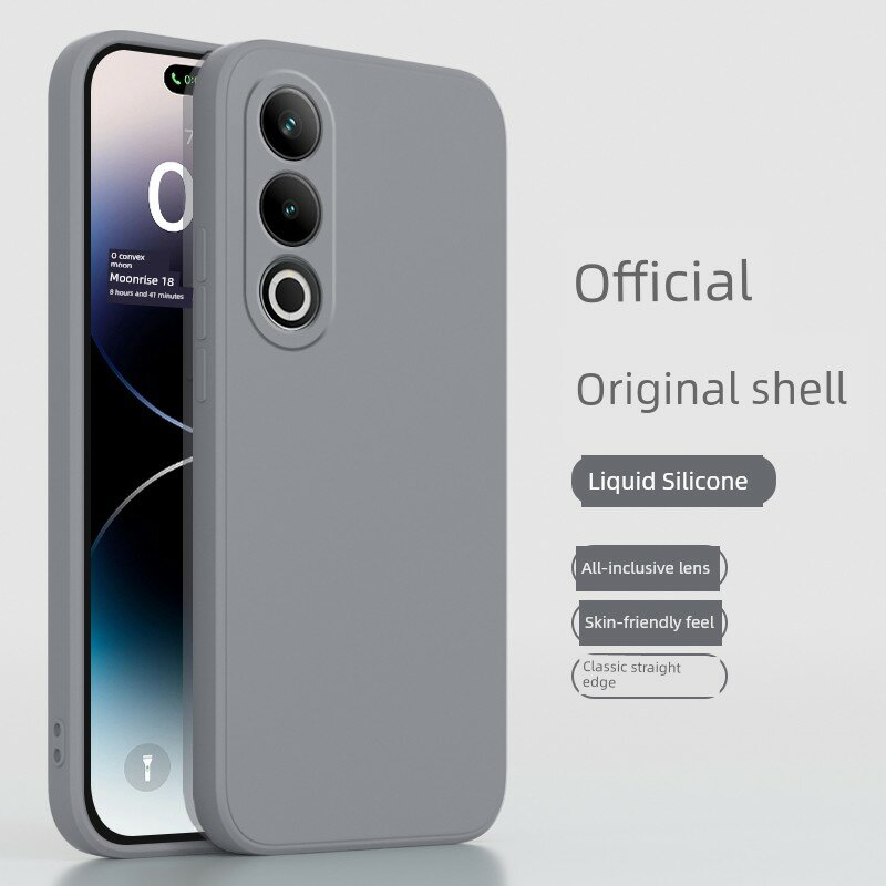 Чехол для смартфона OPPO K12 из жидкой силикона в графитовом сером с защитным стеклом, матовая текстура