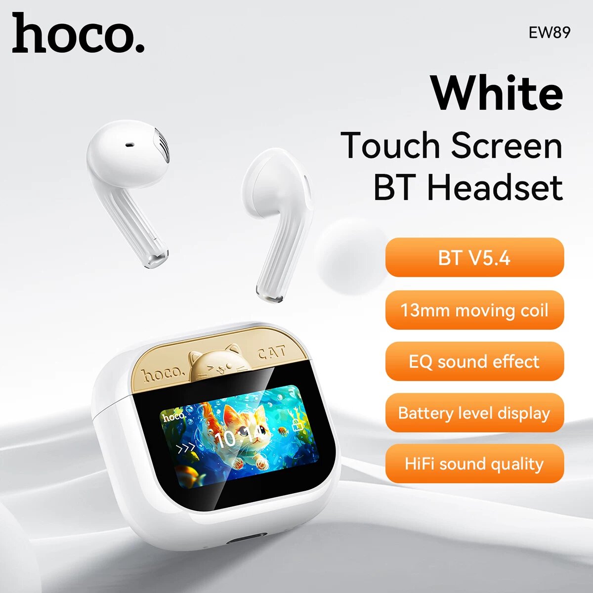 Hoco EW89 истинные беспроводные наушники Bluetooth с сенсорным экраном, длительным сроком службы батареи,