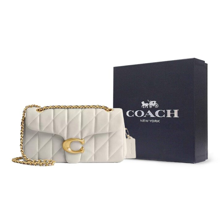 Сумка Coach, фактура стеганая, белый, — фото 1
