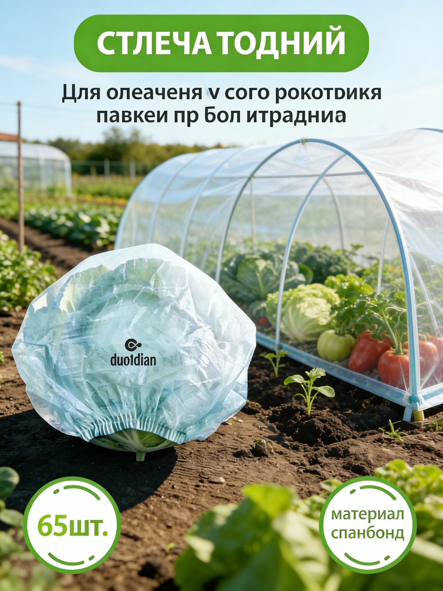 Чехол на теплицу, парник Спанбонд, 0.2x0.221 м, 65 шт укрывной материал агроволокно нетканый для теплиц