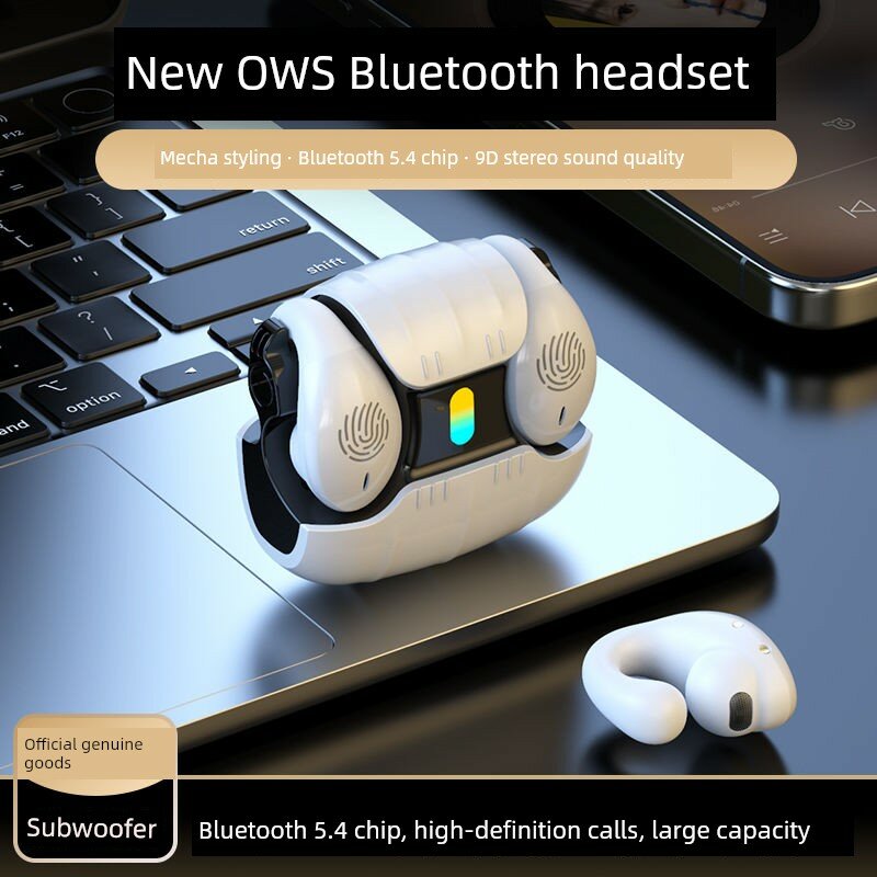Беспроводные наушники с передачей звука через кость, Bluetooth 5.4, звучание Берлина, 30-часовая батарея, белый цвет