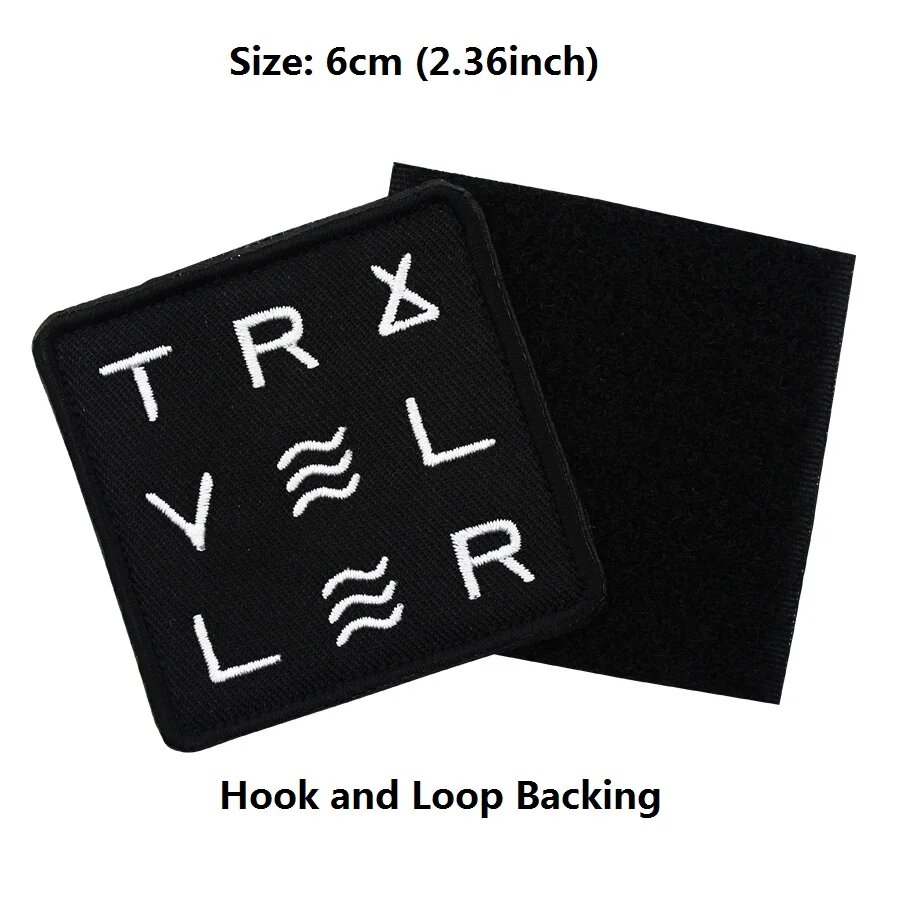Патч "TRAVEL" черный, 6см, hook loop back A