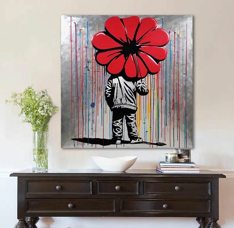 Картина Бэнкси «Уличное граффити», 70x70 см, холст, на подрамнике