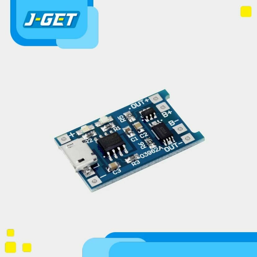 TP4056 Модуль зарядки для Li-ion аккумуляторов, с защитой, 2 шт, J-Get