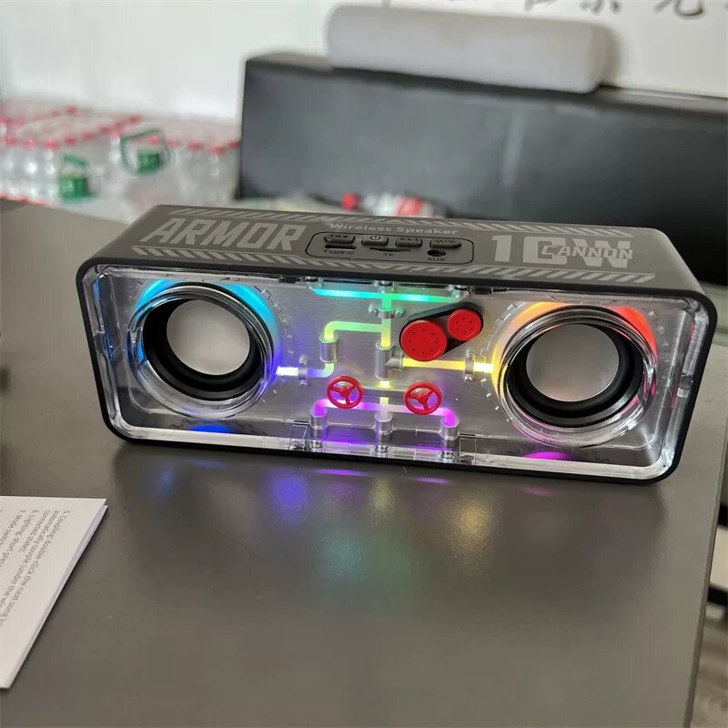Заказы Walmart! Экспорт в США! Беспроводная Bluetooth-колонка серии Punk Transparent Dual-Speaker Mech. черный
