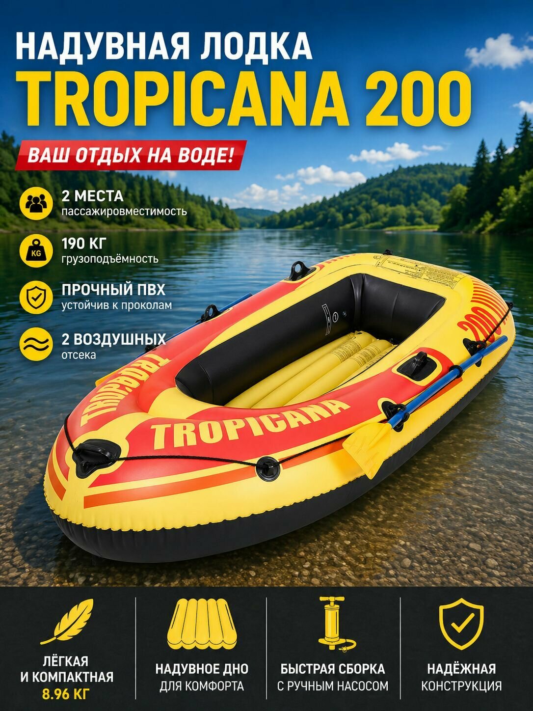 Надувная лодка Jilong Tropicana 200 Set / 34258