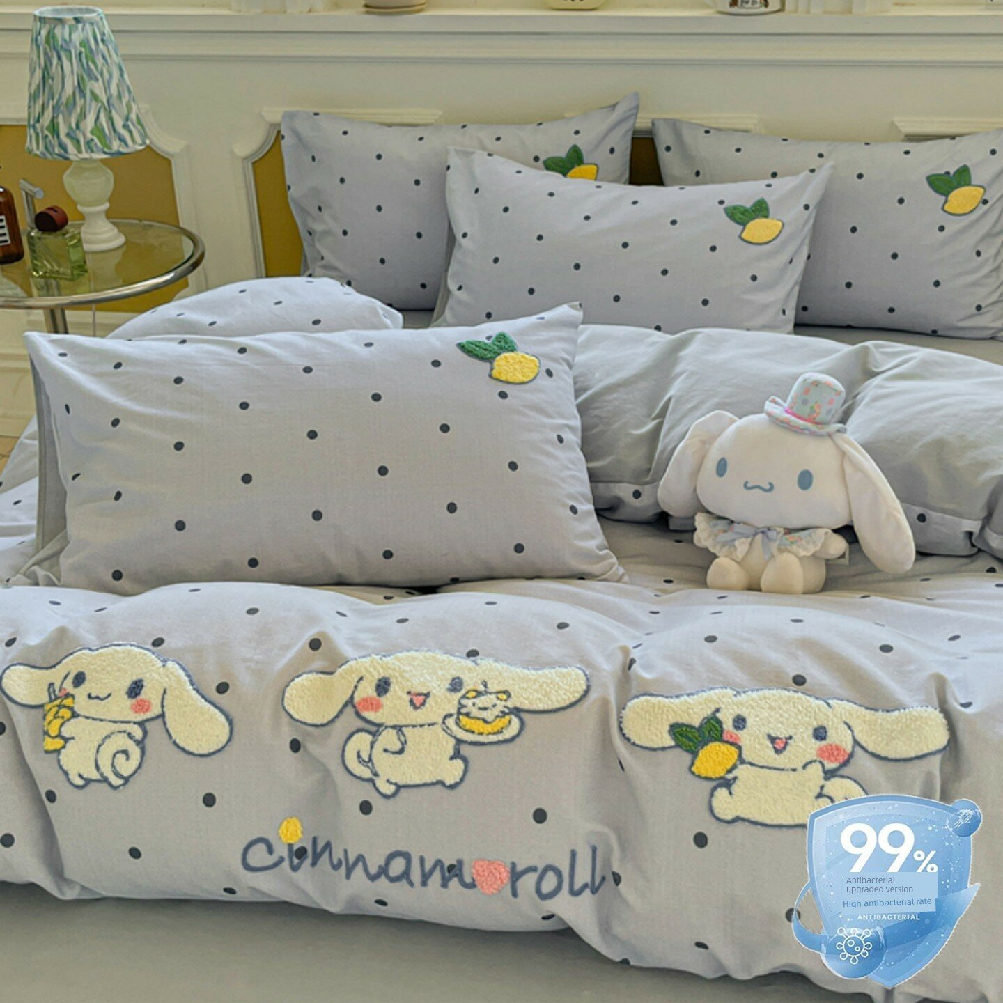 Комплект постельного белья KT Cat из чистого хлопка с вышивкой, 150x200 см, односпальный, детский, полностью хлопковый,