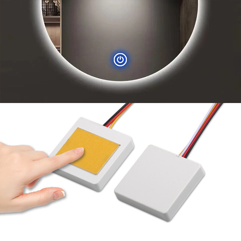 Зеркало для макияжа с квадратным сенсорным LED-переключателем, зеркало для гардеробной, умное зеркало для ванной с сенсорным управлением.