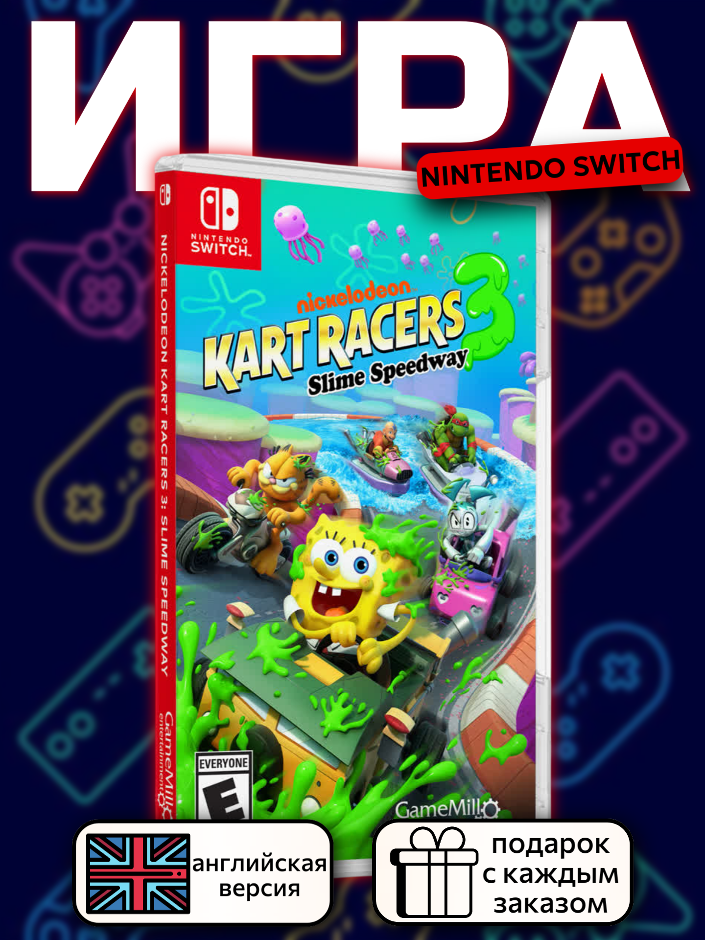 Игра Nickelodeon Kart Racers 3: Slime Speedway, для Nintendo Switch, английская версия