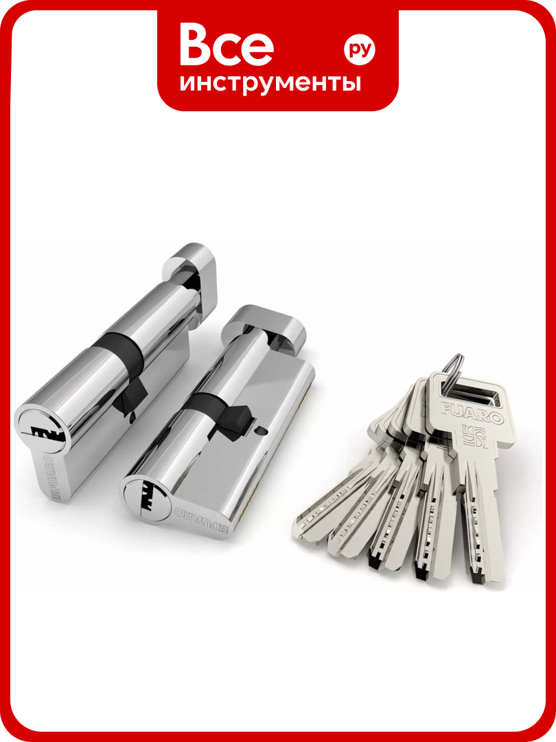 Цилиндровый механизм с вертушкой Fuaro R602/80 mm /35+10+35/ CP хром 5 кл. 26089 двухсторонняя латунная конструкция