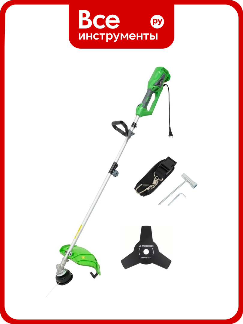 Триммер электрический TRUEGREEN 1.4 кВт, леска/нож TG7A230