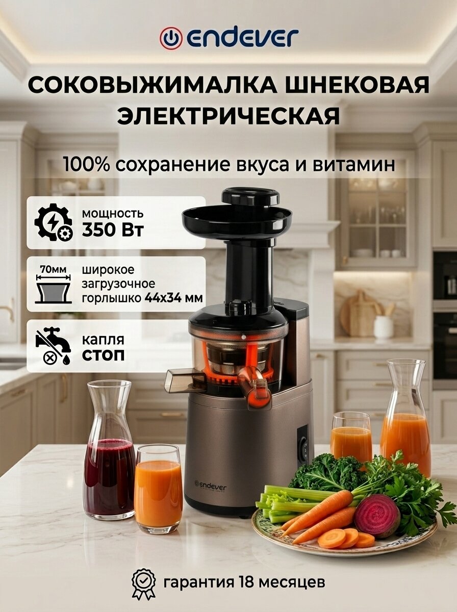 Соковыжималка шнековая электрическая Endever Sigma-92 / 350 Вт