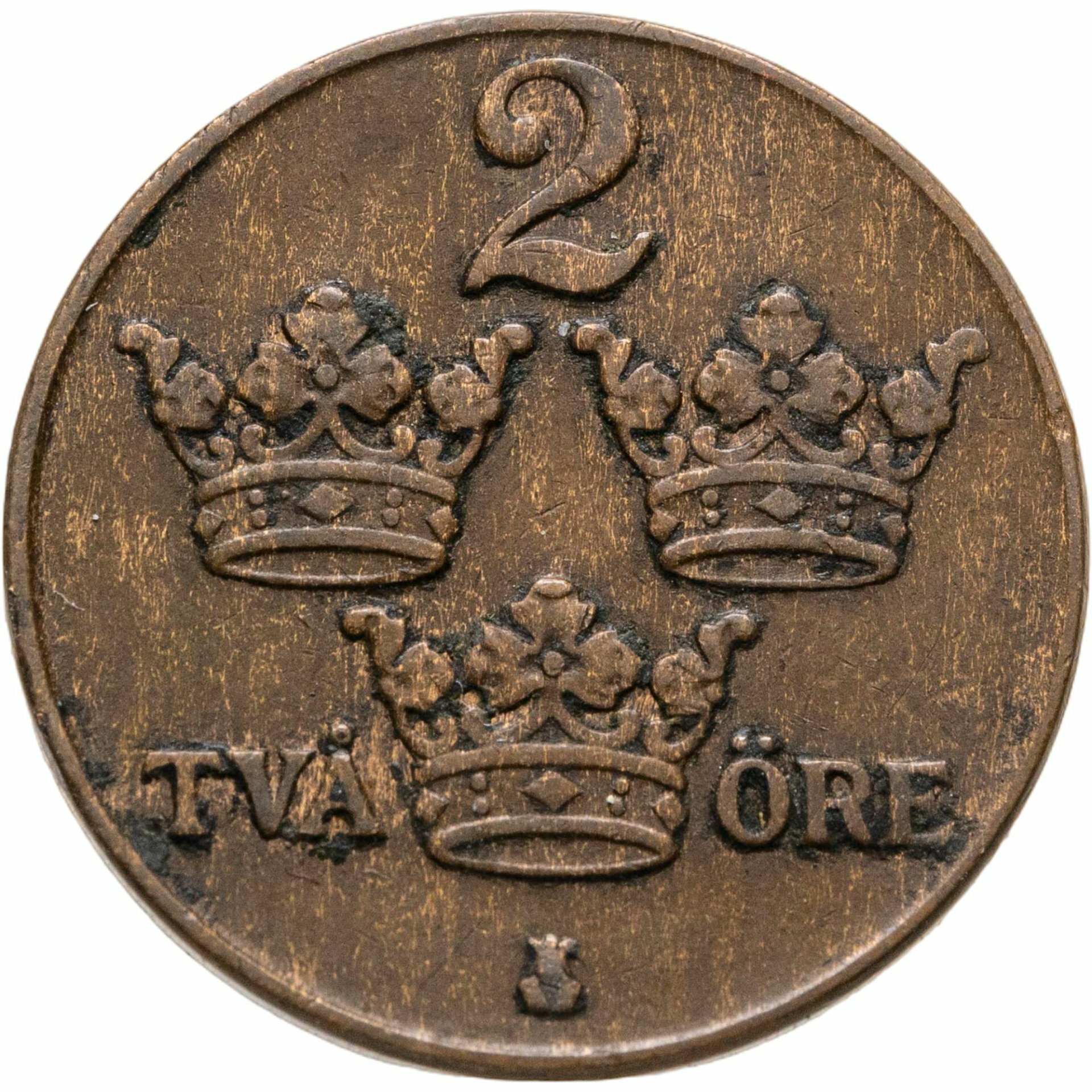 Швеция 2 эре ore 1930, Бронза, в сохранности VF