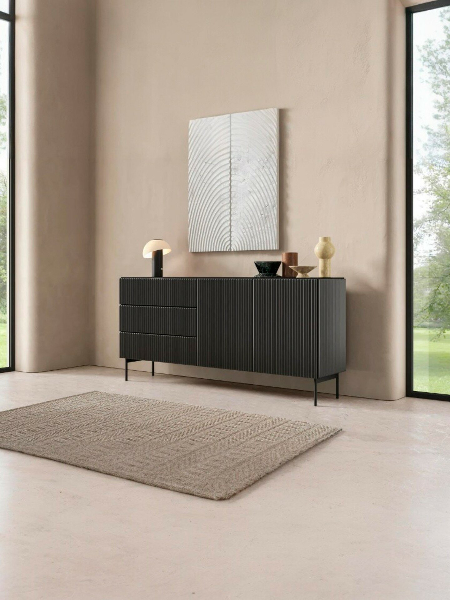 Тумба Стрикт 03 МДФ Черный Моно Черный FM 177x40x81 см, Дом мебели для вас