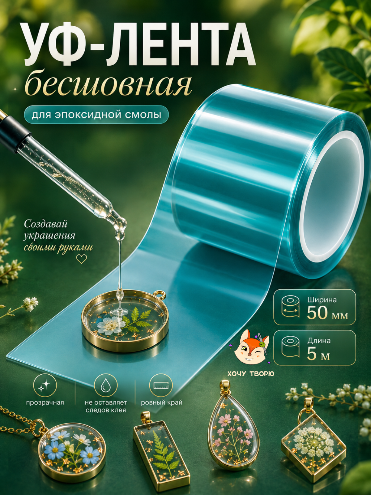 Липкая лента для заливки рамок УФ-смолой, бесшовная клейкая бумага, прозрачная, 5 метров