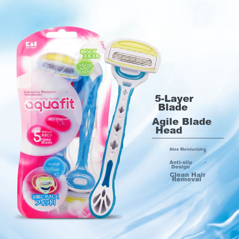 KAI Japanese Imported Women's 5-Layer Blade Hair Removal Razor, Intimate And Armpit Hair Shaver, Painless, 3 Pieces