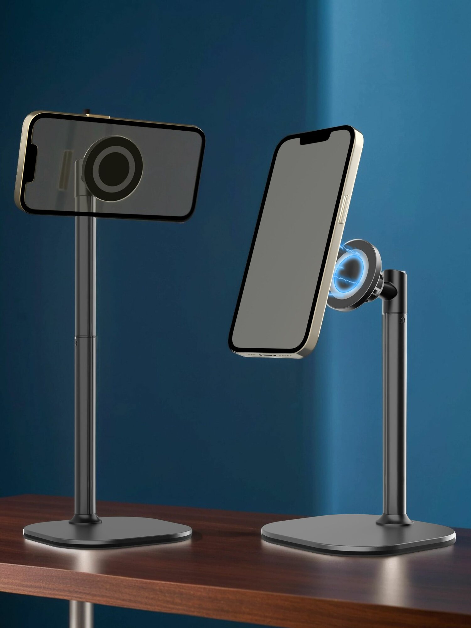 Держатель для телефона Cooper MagStand, магнитная подставка для Iphone c функцией MagSafe, с регулировкой по высоте от 24 до 36 см и изменением угла наклона, настольная; цвет черный