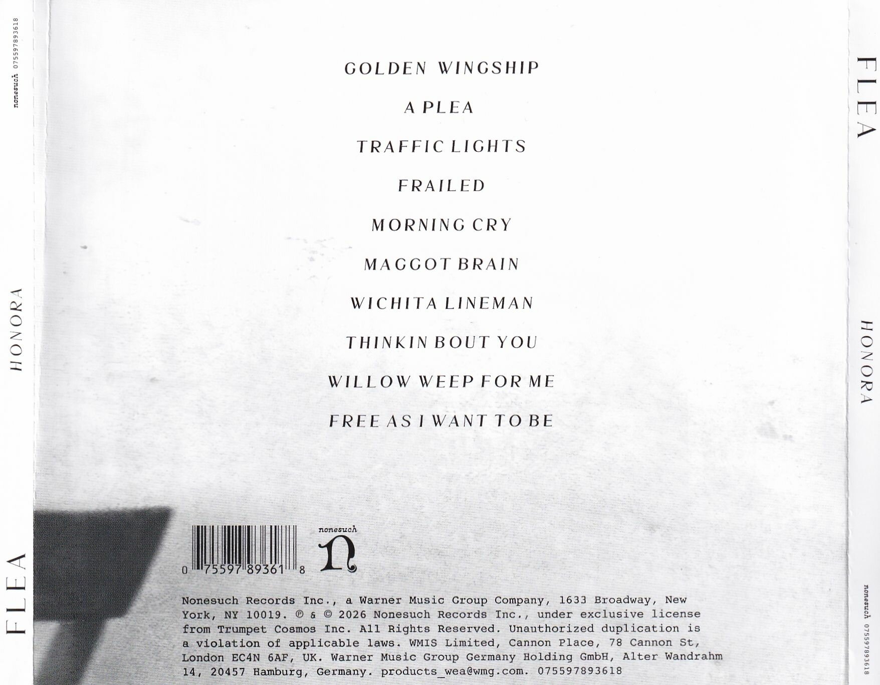 Flea - Honora, 2026, 8-page, CD-Аудио — фото 1