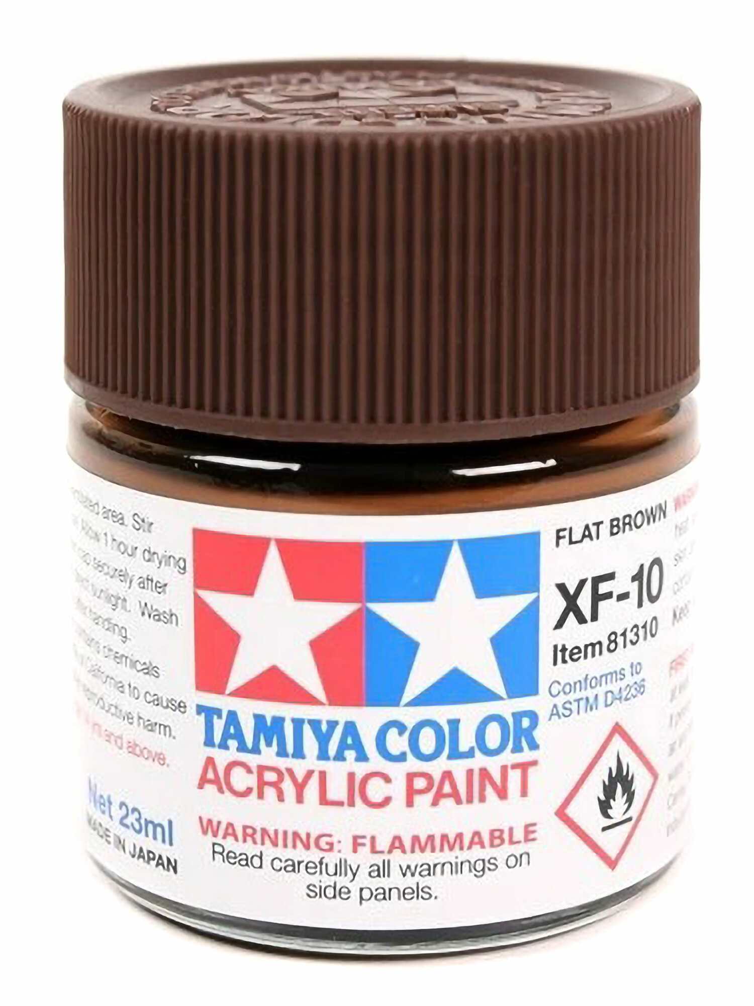 Краска акриловая Tamiya Color XF-10 Flat Brown 81310 матовая, 23 мл