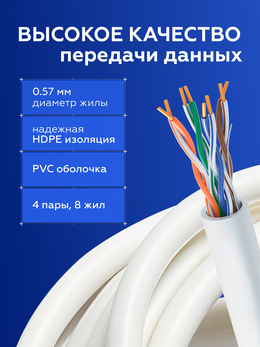 Кабель витая пара Neomax медный 305 м, U/UTP cat.6, 23 AWG, внутренний PVС, серый