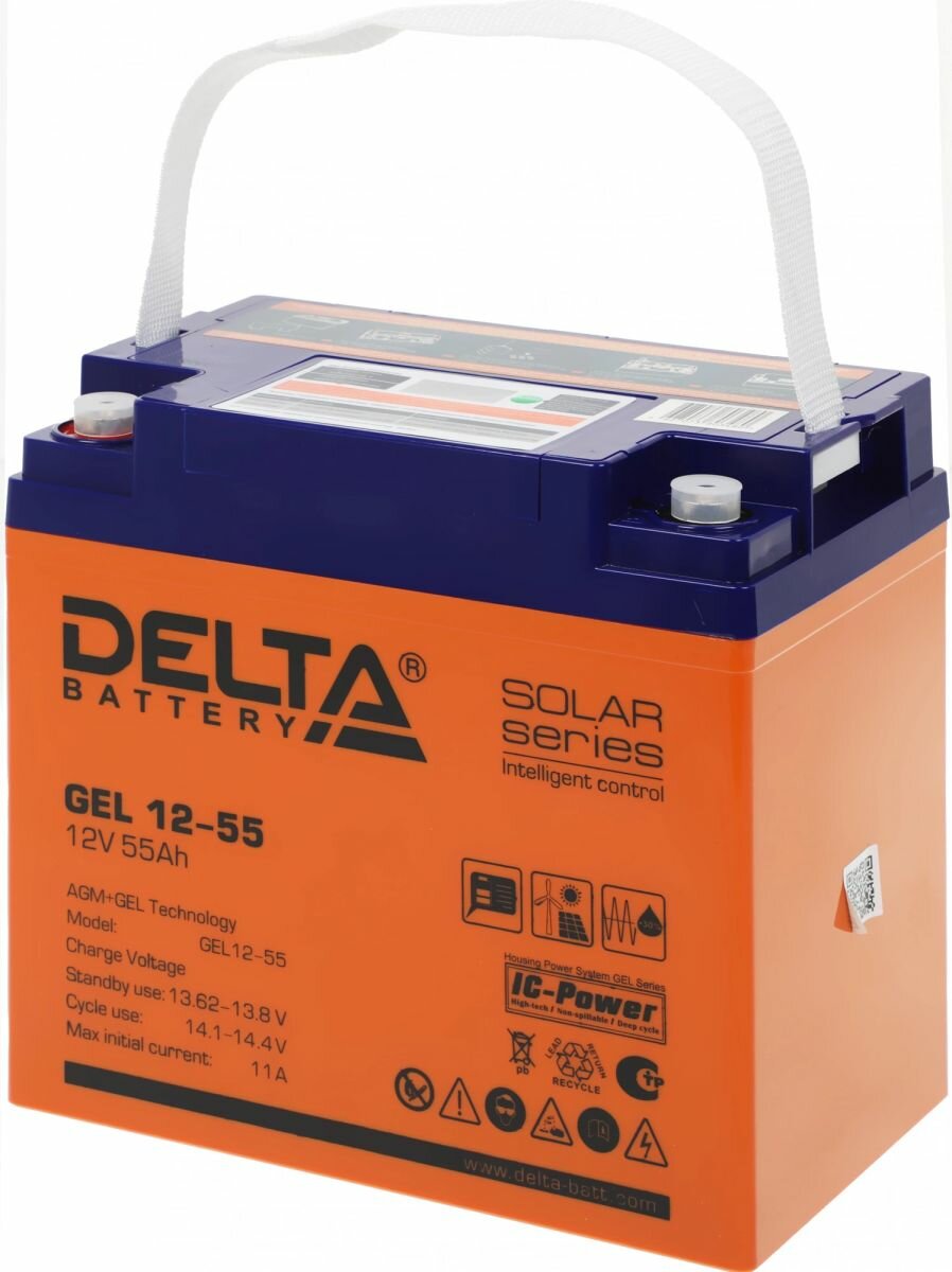 Аккумулятор GEL 12В 55А. ч GEL 12-55 Delta 4614010140013