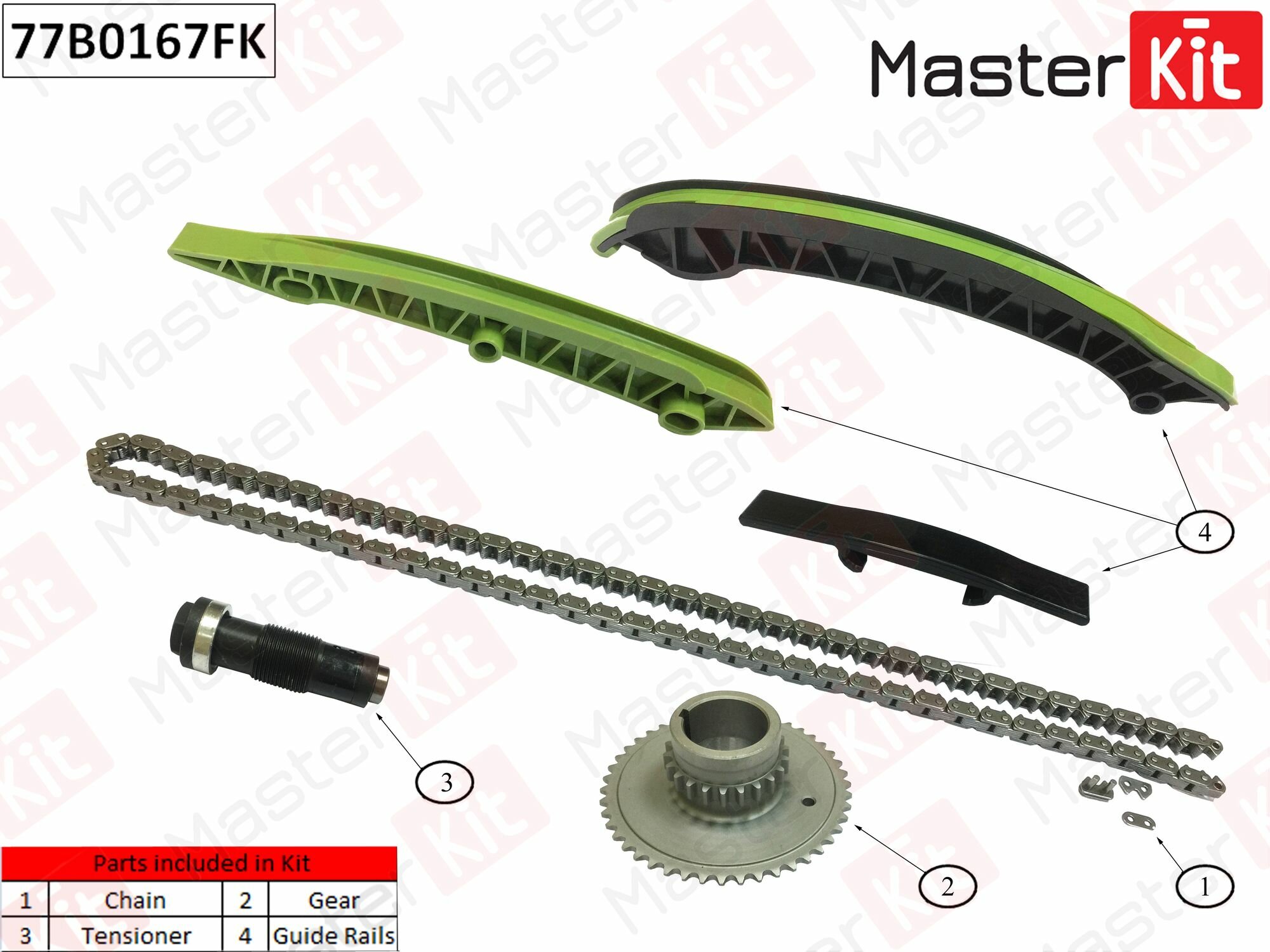 Комплект цепи ГРМ Mercedes-Benz C204 C207 E212 1.8i M271.820 860 09- MERCEDES BENZ W211 E-KLASSE 2002-2009 MASTERKIT 77B0167FK