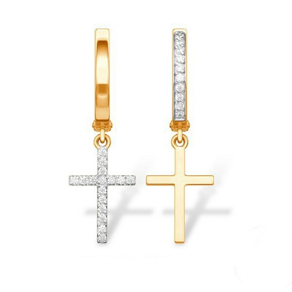 Серьги JEWELIN, красное золото, 585 проба, фианит