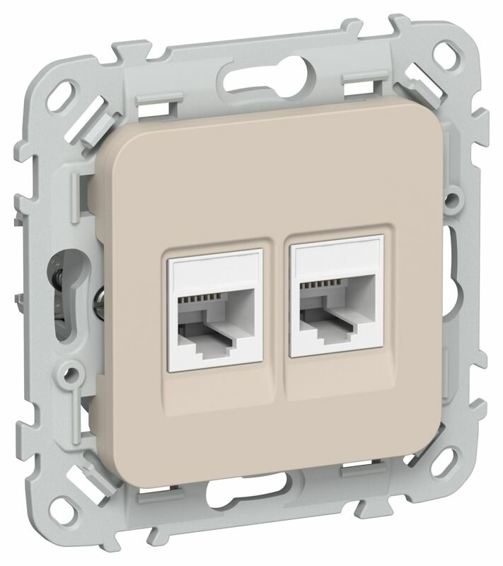 Розетка компьютерная 2-м СП FLITE РК5е-2-0-ФлЛ RJ45 кат.5E UTP механизм льняной IEK FI-K22-1-K88