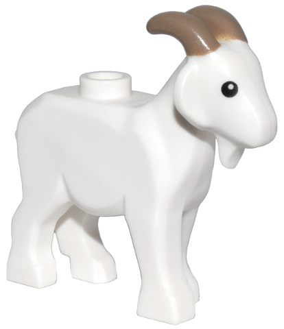 Goat with Black Eyes and Dark Tan Horns Pattern, 95341pb02 White U