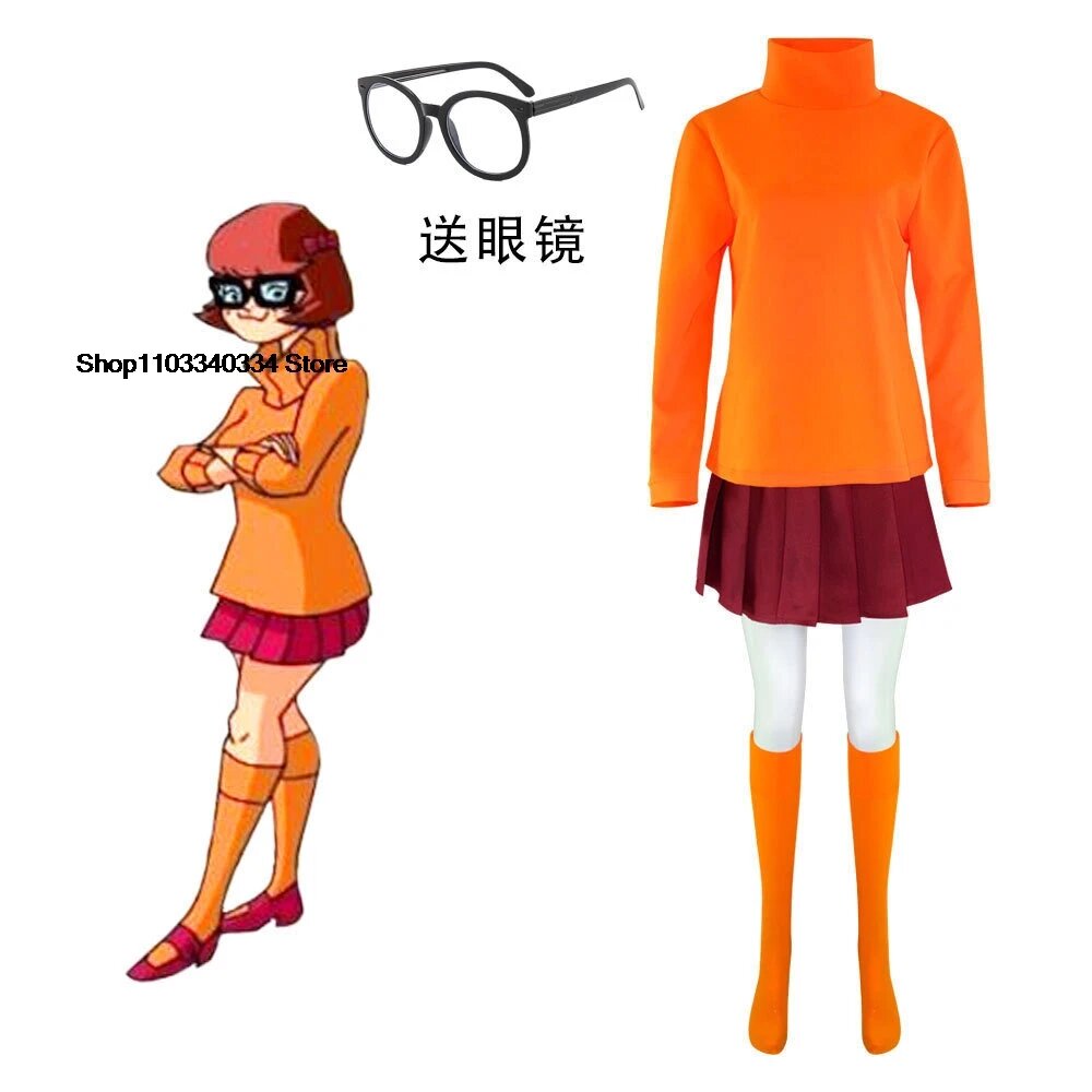 Velma Косплей Комплект Оранжевый, XXXL, Costume A